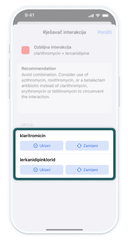 Alat za provjeru i razrješavanje interakcija, pregledajte lijekove i razriješite interakcije